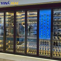 China Large Wine Fridge Multi-Tier Glass Door Wine Cabinet with LED Home Bar Wine Storage for sale