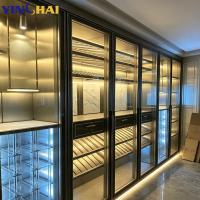 China Large Wine Fridge Multi-Tier Glass Door Wine Cabinet with LED Home Bar Wine Storage for sale