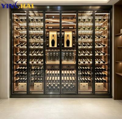 China Modern Black Constant Temperature Wine Cellar Glass Door Liquor Rack for Home for sale