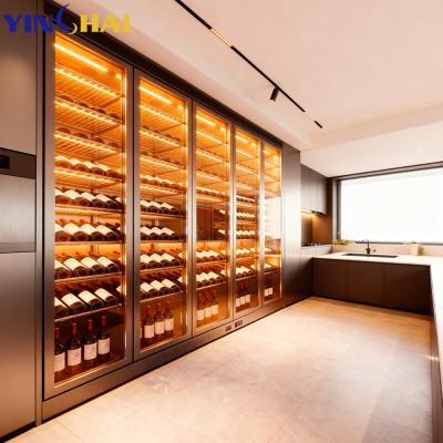 China Custom Stainless Steel Wine Cooler Cabinet  With Glass Doors Freestanding Storage Unit for sale