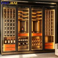 China High Gloss Tempered Wine Cabinet with LED Light Freestanding Wine Storage for sale