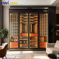 China High Gloss Tempered Wine Cabinet with LED Light Freestanding Wine Storage for sale