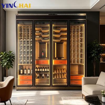 China High Gloss Tempered Wine Cabinet with LED Light Freestanding Wine Storage for sale