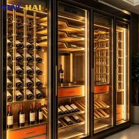 China High Gloss Tempered Wine Cabinet with LED Light Freestanding Wine Storage for sale