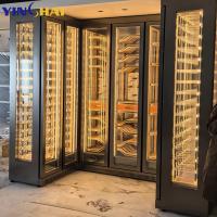 China Freestanding Tall Wine Storage  with Cabinet LED Light & Clear Glass Doors for sale