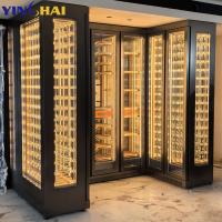 China Freestanding Tall Wine Storage  with Cabinet LED Light & Clear Glass Doors for sale