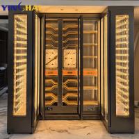 China Freestanding Tall Wine Storage  with Cabinet LED Light & Clear Glass Doors for sale