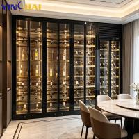China Modern LED Wine Cabinet with Glass Door Freestanding Liquor Display for sale