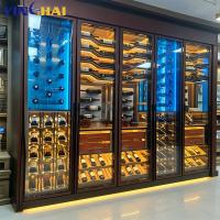 China Dual Temperature Wine Cooler Wood Frame Recessed Storage Rack for sale