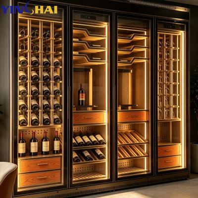 China Dining Room Wine Cabinet Wood Grain Glass Door Wine Cooler for sale