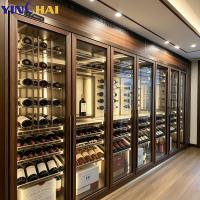 China Luxury Wood Wine Cabinet Glass Door LED Built-in Wine Cooler for sale