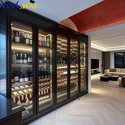 China Commercial Grade Wine Cabinet Wood Glass Door Dual Zone Cooler for sale