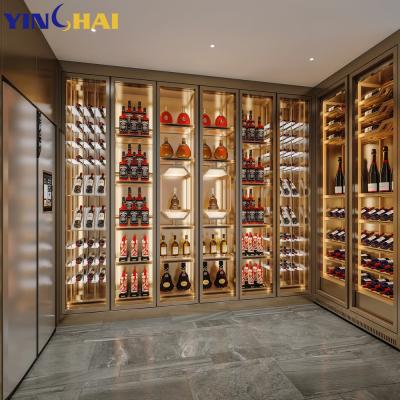 China Constant Temp Wine Cabinet Wood Glass Door Built-in Cooler for sale