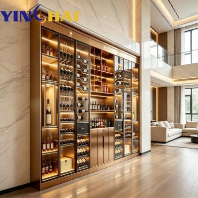 China YINGHAI Custom Gold Stainless Steel LED Wine Cabinet for Home & Commercial for sale