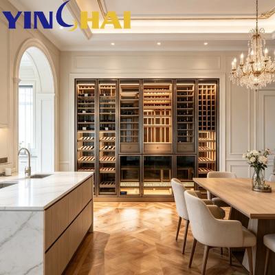 China Custom Constant Temperature Stainless Steel Wine Cabinet with LED Light for sale