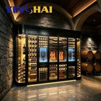 China Custom Constant Temperature Stainless Steel Wine Cabinet LED Wood Wine Storage for sale