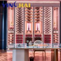 China Custom Constant Temperature Stainless Steel Wine Cabinet LED Solid Wood Wine Storage for sale