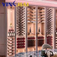 China Custom Constant Temperature Stainless Steel Wine Cabinet LED Solid Wood Wine Storage for sale