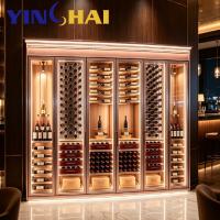China Custom Constant Temperature Stainless Steel Wine Cabinet LED Solid Wood Wine Storage for sale