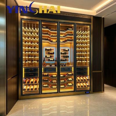 China Luxury Freestanding Stainless Steel Thermostatic Wine Cabinet with Smart APP Control for sale