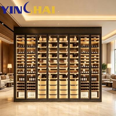China Custom Stainless Wine Cooler Solid Oak Silent Wine Storage Racks for sale