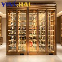 China Gold Stainless Wine Cooler Metal Rack Silent Constant Temp Display Cabinet for sale