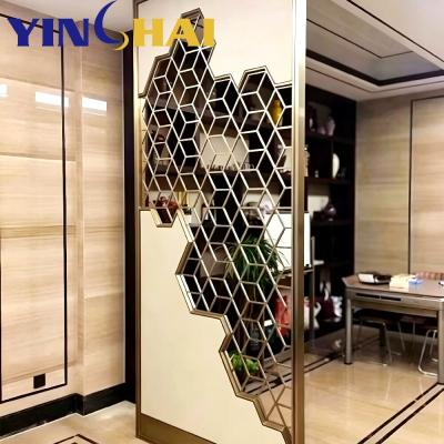 China Custom Stainless Steel Screen Partition Irregular Honeycomb Hollow Divider for sale