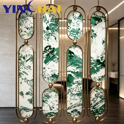 China Custom Stainless Steel Screen Partition Landscape Oval Inlay Freestanding Divider for sale