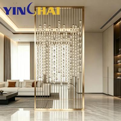 China Custom Stainless Steel Screen Partition Crystal Bead Divider Light Luxury Home Decor for sale