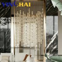 China Custom Stainless Steel Screen Partition Crystal Bead Divider Light Luxury Home Decor for sale