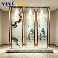 China Custom Stainless Steel Screen Partition Ink Landscape Glass Entrance Divider for sale