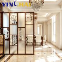 China Custom Stainless Steel Screen Partition Floral Frosted Glass Home Divider for sale