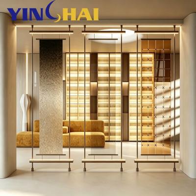 China Custom Stainless Steel Strip Glass Screen Partition Modern Interior Divider for sale
