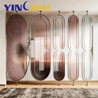 China Custom Stainless Steel Screen Partition Oval Gradient Glass Home Divider for sale