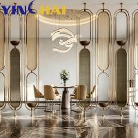 China Custom Stainless Steel Screen Partition Oval Fluted Glass Light Luxury Divider for sale