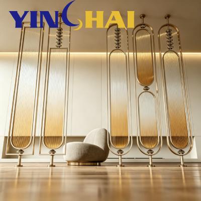 China Custom Stainless Steel Gradient Fluted Glass Screen Partition Interior Divider for sale