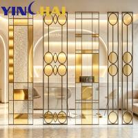 China Custom Stainless Steel Screen Partition Round Fluted Glass Light Luxury Divider for sale