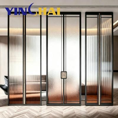 China Custom Stainless Steel Gradient Fluted Glass Screen Partition Home Divider for sale