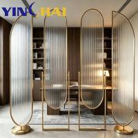 China Custom Stainless Steel Oval Fluted Glass Screen Partition Freestanding Divider for sale