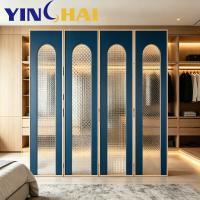 China Custom Stainless Steel Arched Diamond Textured Glass Screen Partition Interior Divider for sale