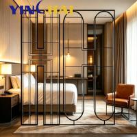 China Custom Stainless Steel Screen Partition Oval Grid Textured Glass Modern Divider for sale