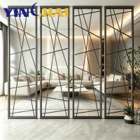 China Matte Black Custom Stainless Steel Circular Oval Textured Glass Partition for sale