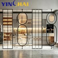 China Laser Cut Matte Black Stainless Steel Custom Geometric Textured Glass Partition for sale