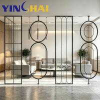 China Laser Cut Matte Black Stainless Steel Custom Geometric Textured Glass Partition for sale