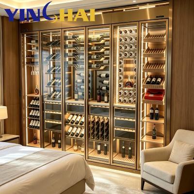 China Custom Gold Stainless Steel Constant Temperature Wine Cabinet APP Control for sale