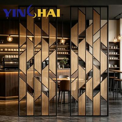 China Geometric Stainless Steel Partition Screen with Decorative Inlay for Interior Divider for sale