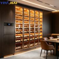 China Built-in Solid Wood Stainless Steel Wine Cabinet LED Glass Display for sale