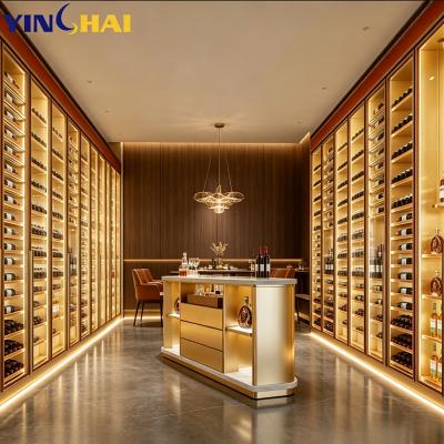 China Wine Cellar Cabinet Stainless steel Grain Glass Door Built-in Cooler Unit for sale