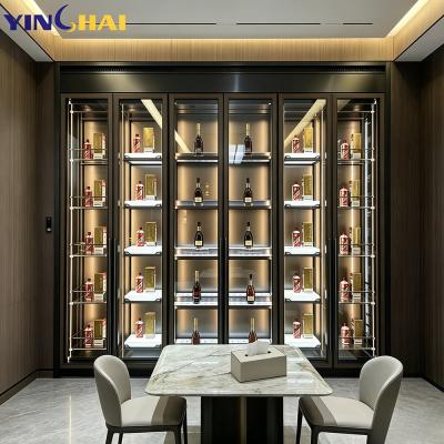 China Recessed Stainless Steel Wine Cooler Dual Zone LED Glass Door for sale