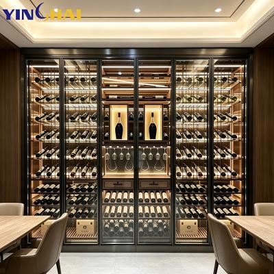 China Large Capacity Recessed Wine Cooler Tempered Glass LED Door for sale